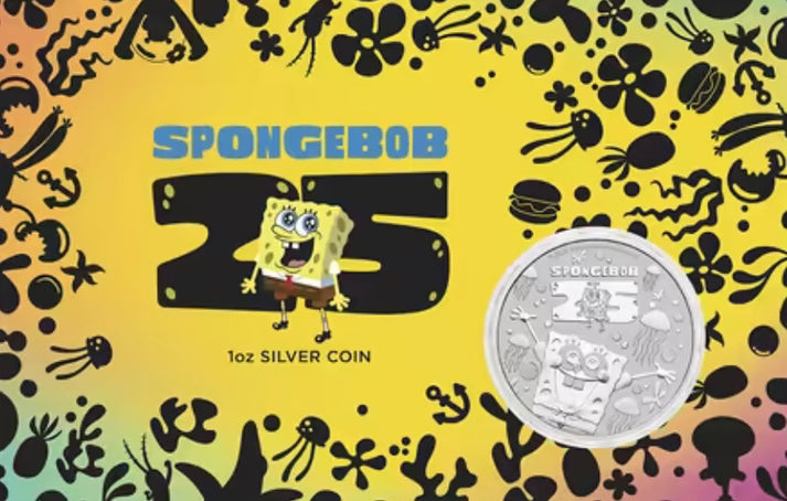 2024 SpongeBob Squarepants 25th Anniversary 1oz Silver Coin in Card ...